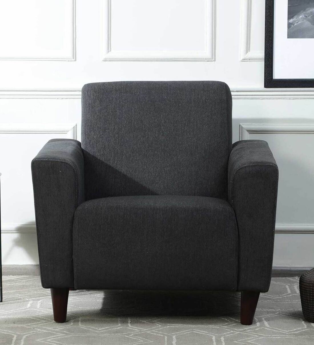 Buy Kemerovo Fabric 1 Seater Sofa In Charcoal Grey Colour By Woodsworth ...