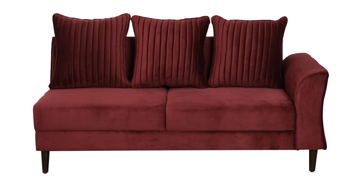 Buy Espino Velvet RHS Sectional Sofa In Wine Red Colour By Casacraft ...