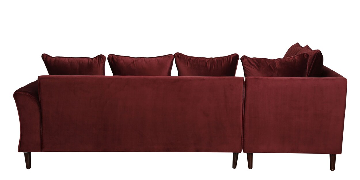Buy Espino Velvet RHS Sectional Sofa In Wine Red Colour By Casacraft ...