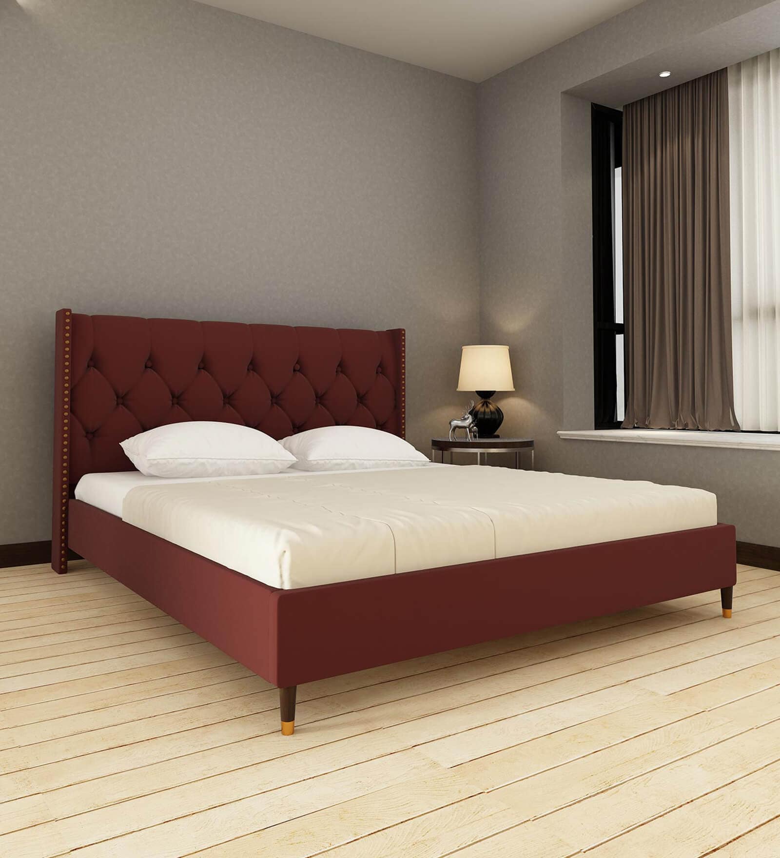 Buy Estrella Upholstered King Size Bed In Dusky Rose Colour by ...