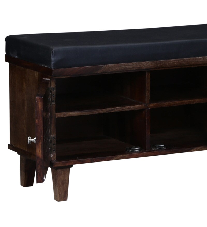 Buy Escobar Three Door Shoe Rack with Seating in Provincial Teak Finish ...