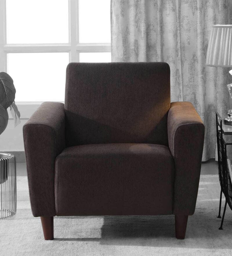 Buy Kemerovo Fabric 1 Seater Sofa In Chestnut Brown Colour By ...