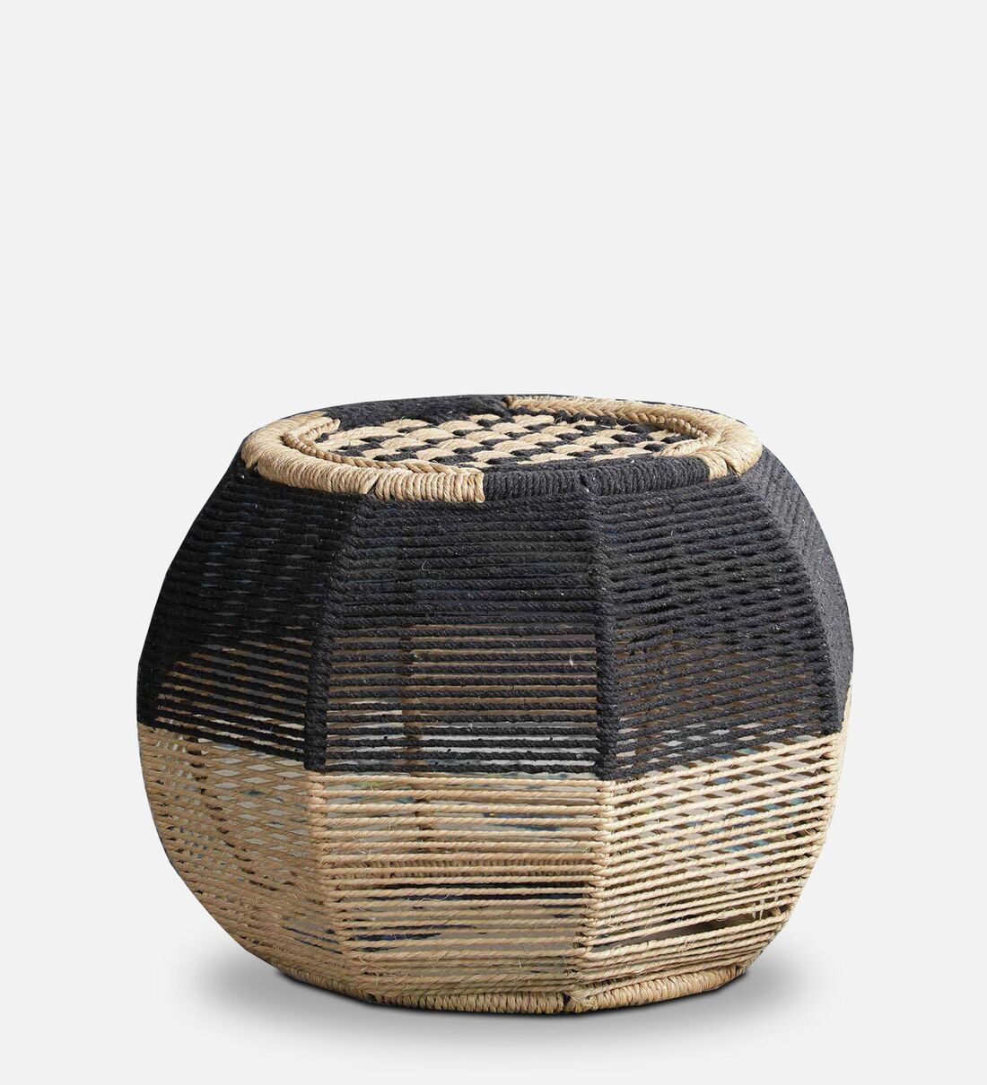 Buy Ethnic Hand Crafted Dumroo Cane Stool in Beige and Black Colour by ...