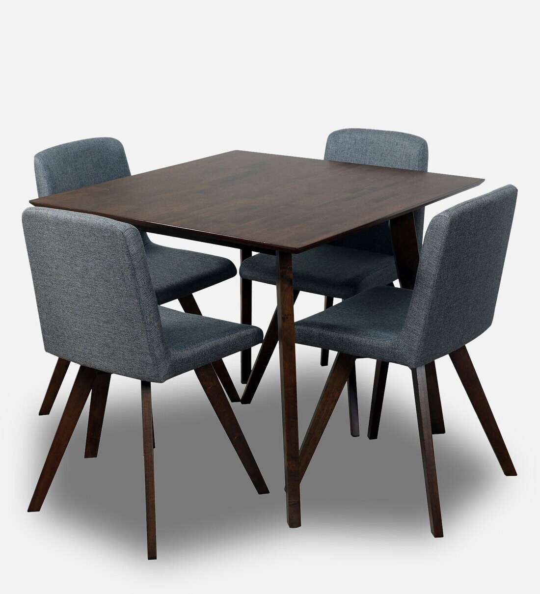 Buy Etsuko Solid Wood 4 Seater Dining Set in Walnut & Grey Finish ...