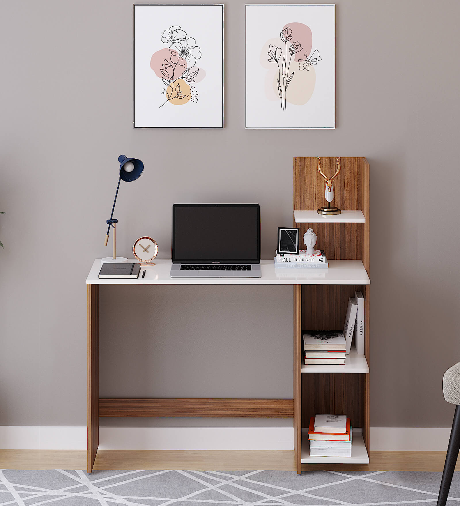 Buy Ether Study Table In Exotic Teak & Frosty White Finish at 40% OFF ...