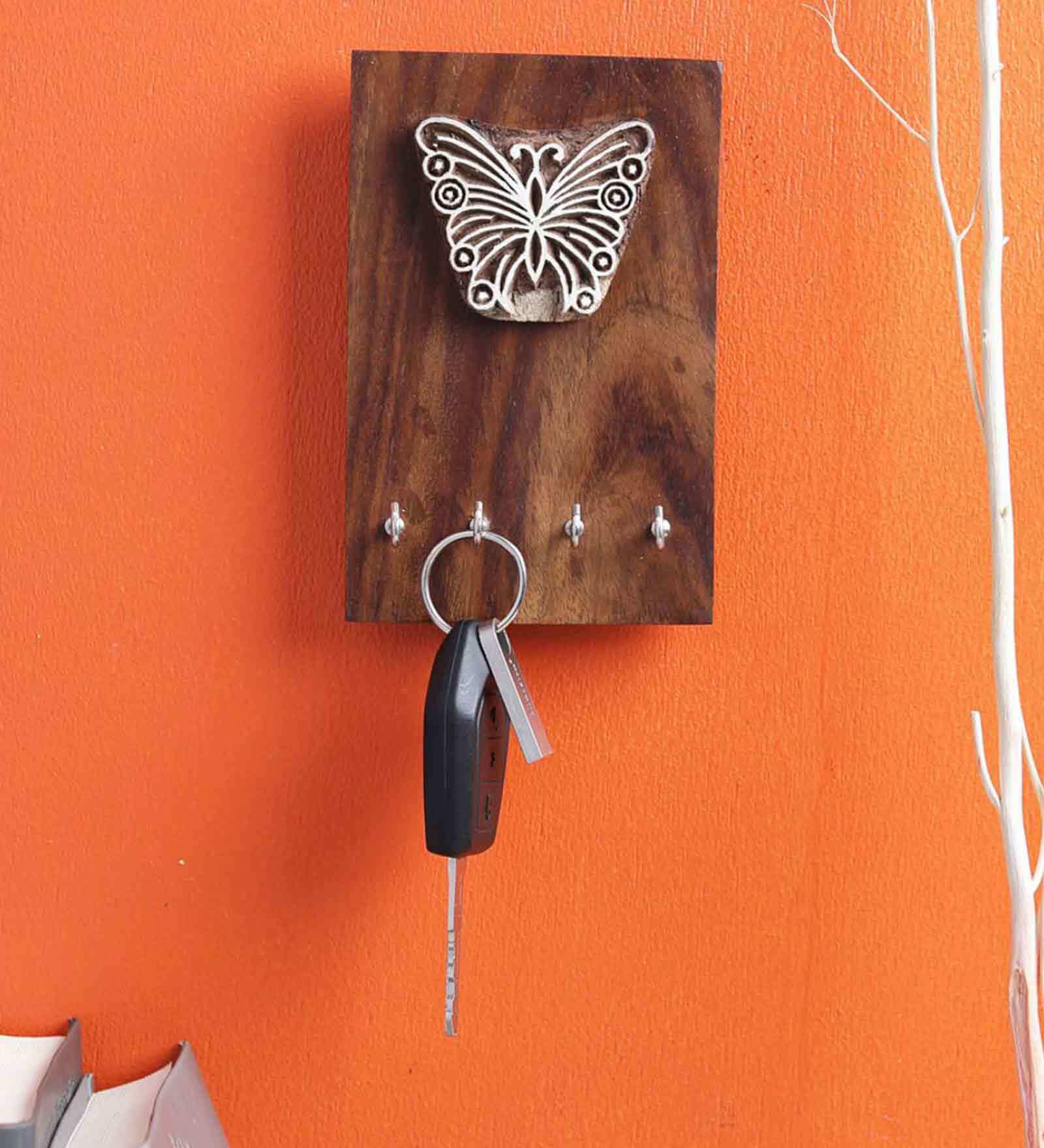 Buy Ethnic Butterfly Wooden Block Key Holder By Vareesha at 32% OFF by ...
