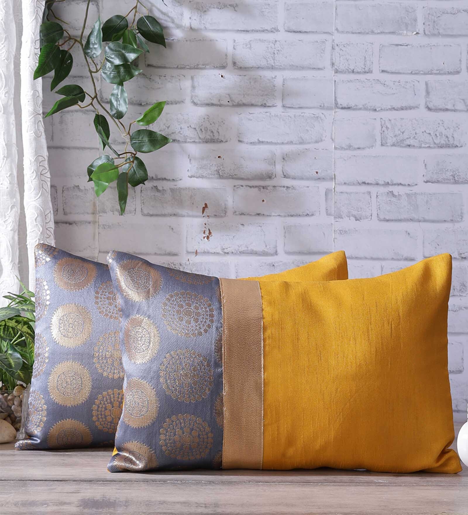 Buy Ethnic Motif Brocade And Silk Cushion Cover with inserts in ...