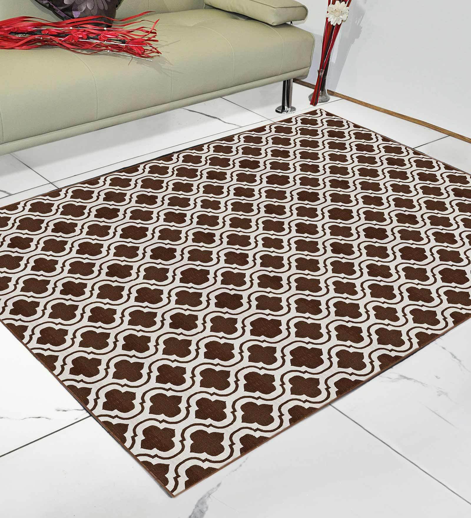 Buy Brown Cotton Trellis 5 x 7 Feet Hand Woven Carpet at 29% OFF by ...