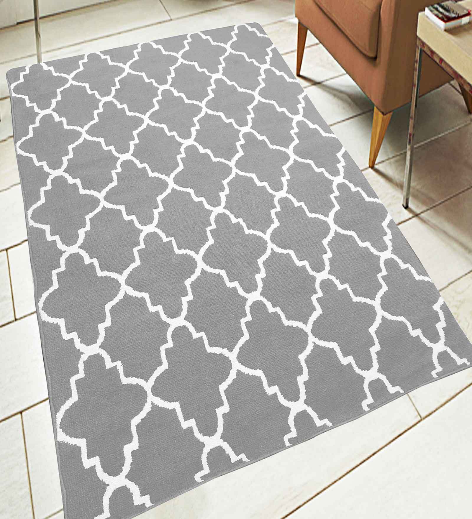 Buy Trellis Pattern Microfibre Machine Made 4 X 6 Feet Carpet By Saral ...