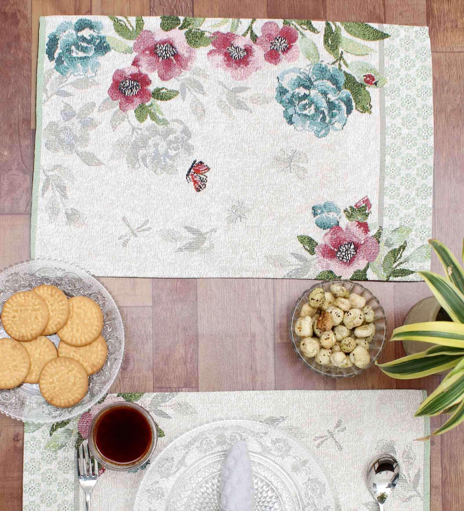 Buy Ethnic Red & Green Cotton 19 X 13 Inches Placemats (Set of 6) by ...