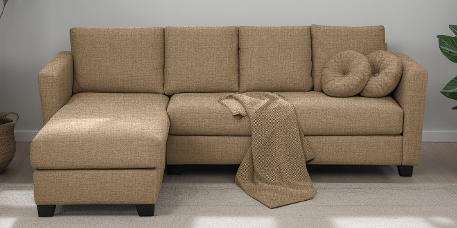Buy Ethos Fabric RHS Sectional sofa In Neutral Beige Finish at 30% OFF ...