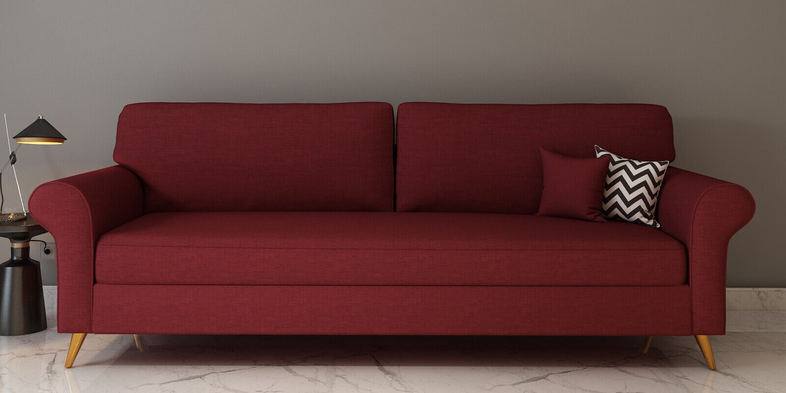 Buy Eton 3 Seater Fabric Sofa In Maroon Colour at 33% OFF by Adorn ...