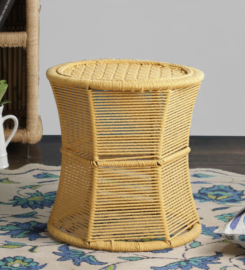 Buy Ethnic Muddha Wicker Seating Stool in Beige Colour by Cdi Online ...