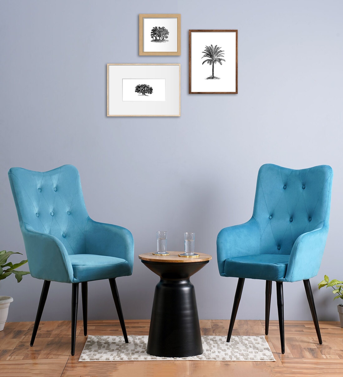 Buy Euric Velvet Coffee Table Set in Sky Blue Colour at 29% OFF by ...