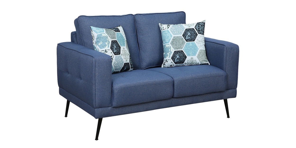 Buy Eugene Fabric 2 Seater Sofa In Blue Colour By Casacraft Online - Mid-Century Modern 2 Seater ...