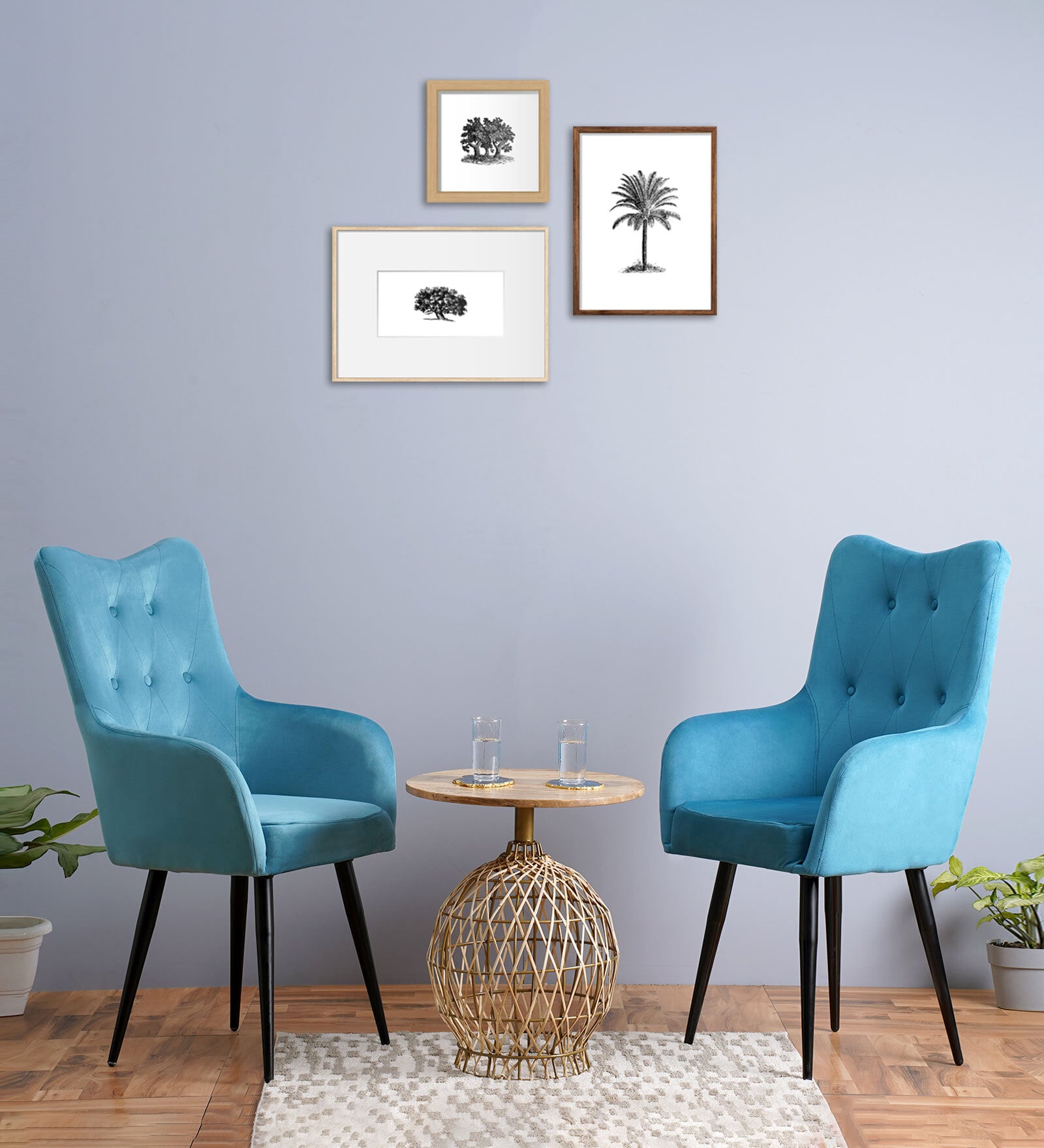 Buy Euric Velvet Coffee Table Set in Sky Blue Colour at 37% OFF by ...