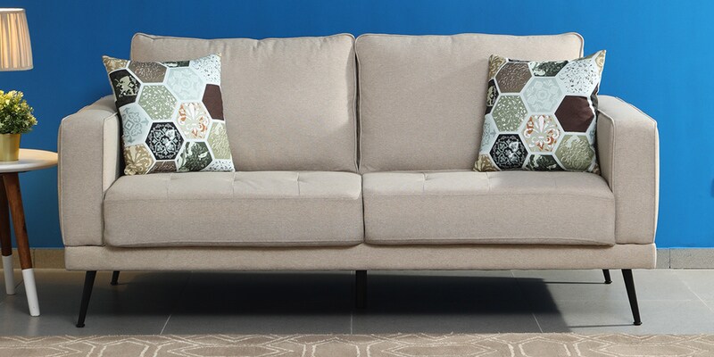 Buy Eugene Fabric 3 Seater Sofa In Beige Colour By Casacraft Online - Mid-Century Modern Sofa ...
