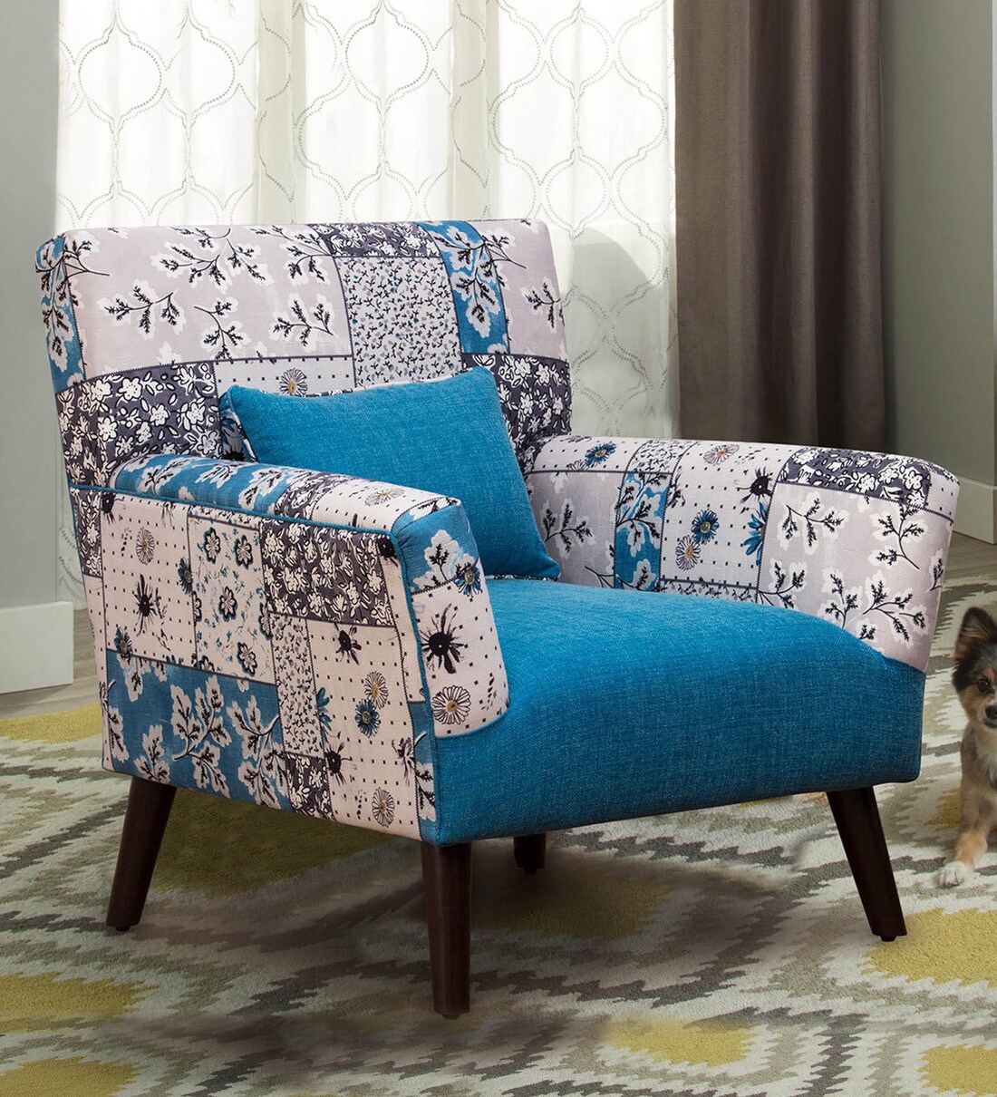 Buy Eva Accent Chair In Blue Colour By Peachtree Online - Arm Chairs ...