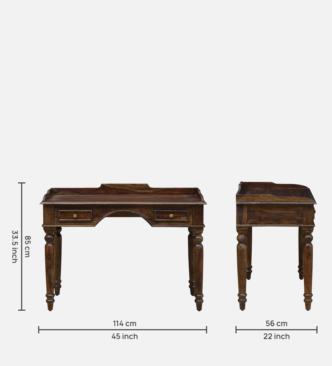 Buy Barwick Sheesham Wood Writing Table In Provincial Teak Finish By ...