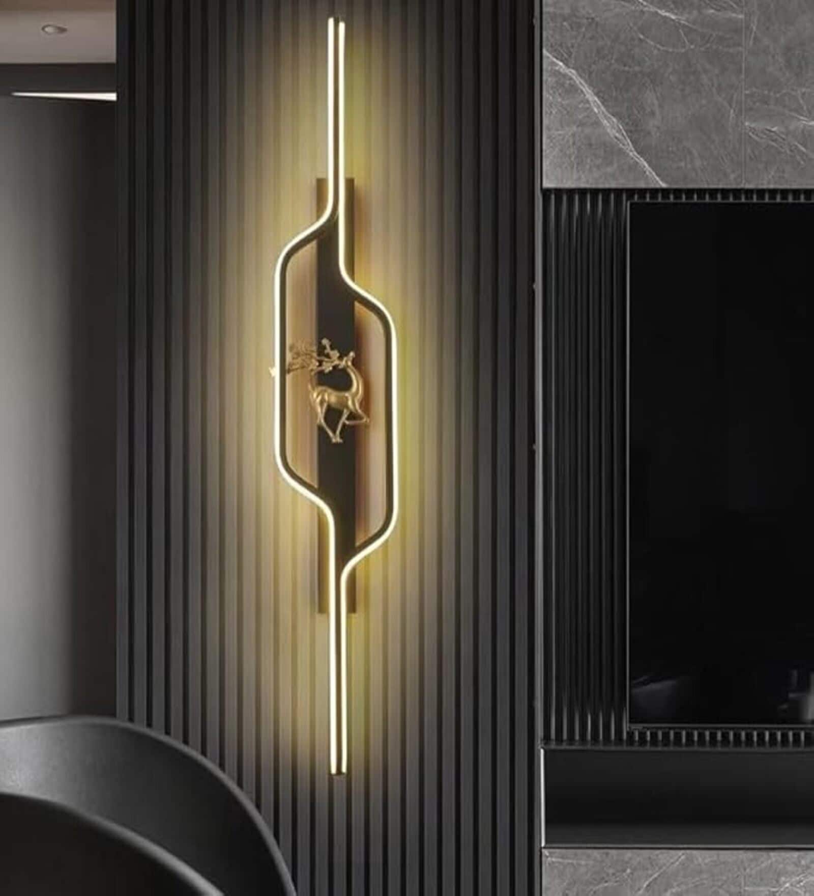 Buy Everett 600mm Deer Accent Wall Light Black Body Tri-Color LED ...