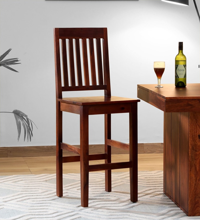 Buy Eva Sheesham Wood Bar Stool In Honey Oak Finish By Woodsworth ...