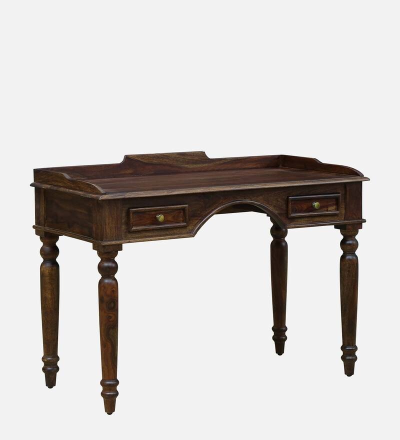 Buy Barwick Sheesham Wood Writing Table In Provincial Teak Finish By ...