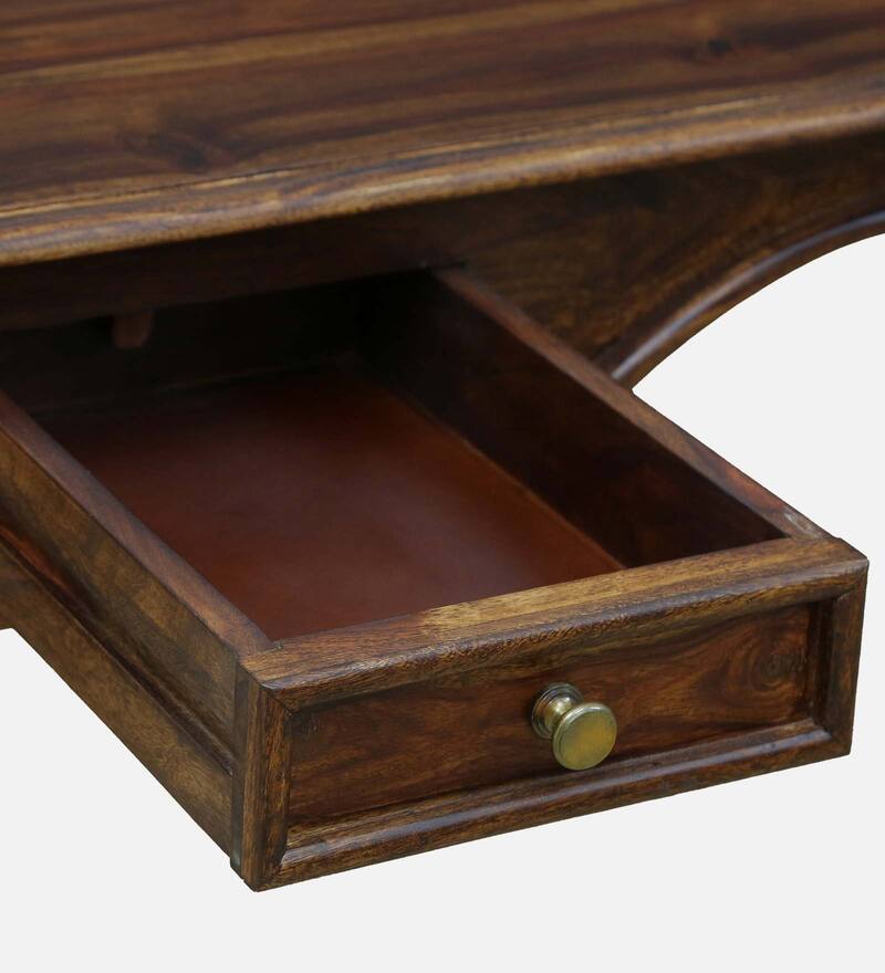 Buy Barwick Sheesham Wood Writing Table In Provincial Teak Finish By ...