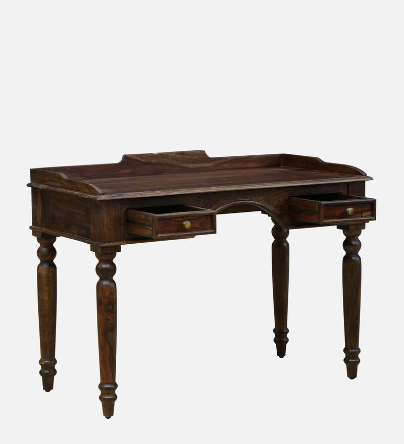 Buy Barwick Sheesham Wood Writing Table In Provincial Teak Finish By ...