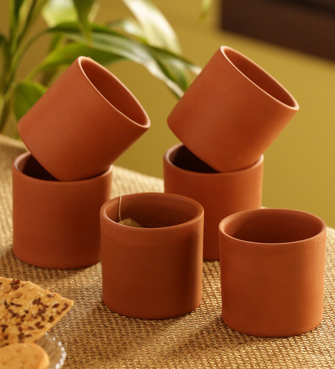Buy ExclusiveLane Handmade Earthen Clay Kulhad Cups & Saucer, 160 ML ...