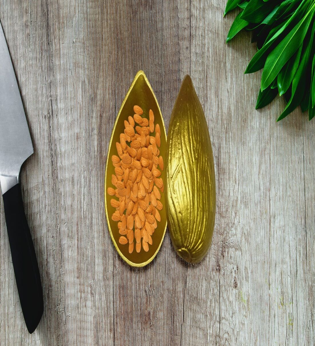 Buy Exquisite Almond Shaped Snack Server Gold Matel Showpieces by ...