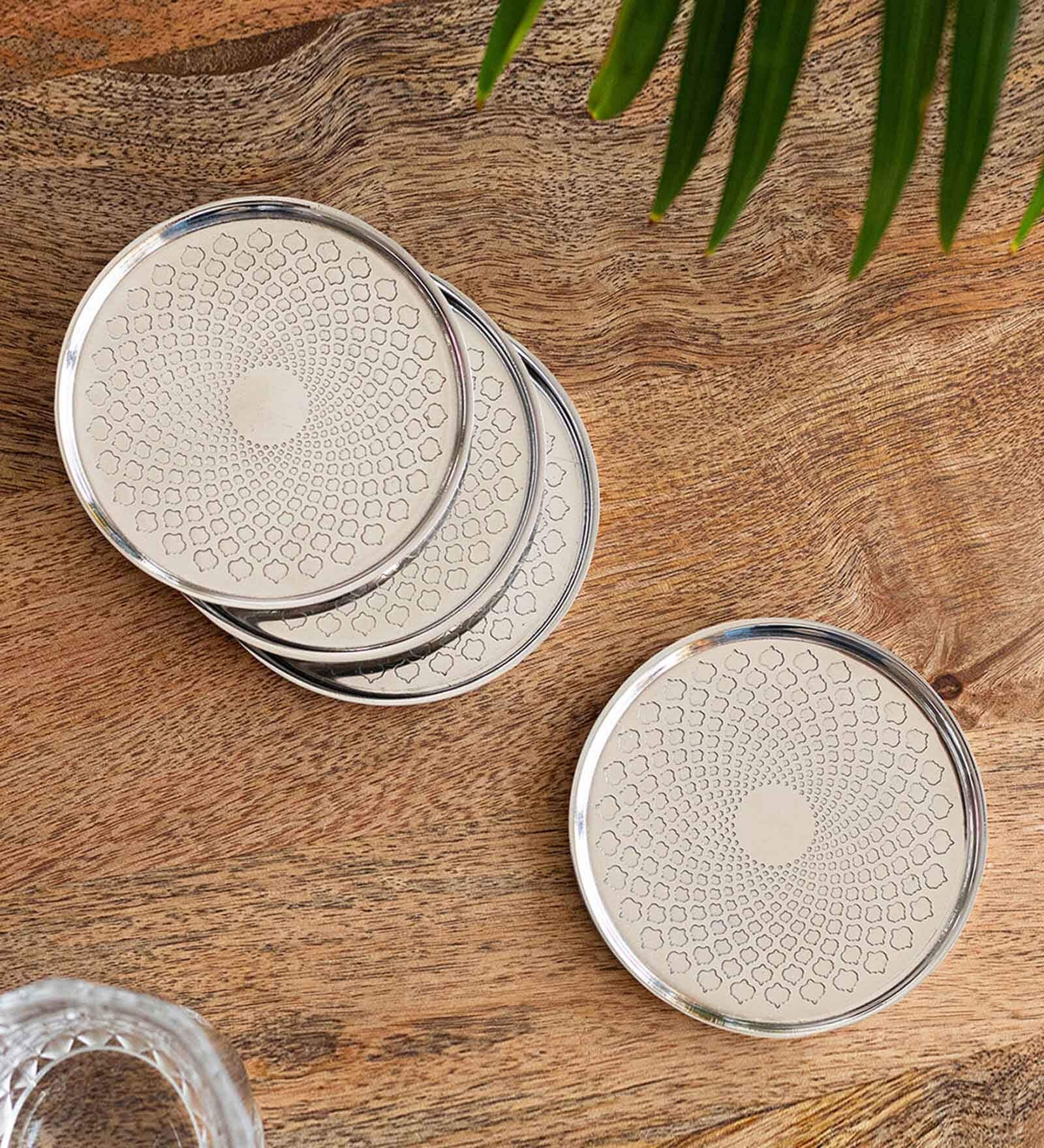 Buy Silver Stainless Steel (Set of 4) Coasters at 40% OFF by ...