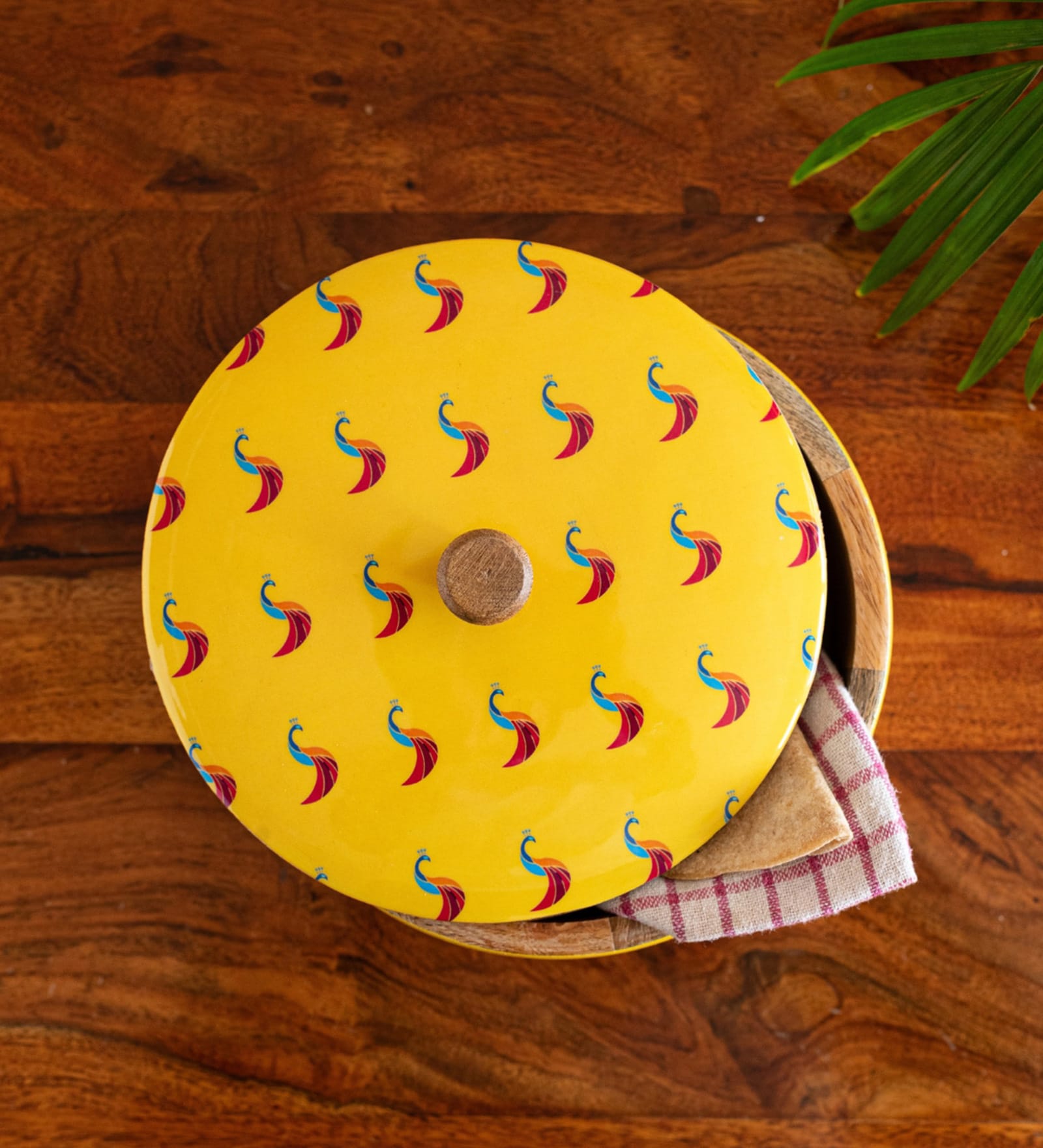 Buy Yellow Mango Wood & Enamel Decal 1140ml Chapati Box at 46% OFF by ...