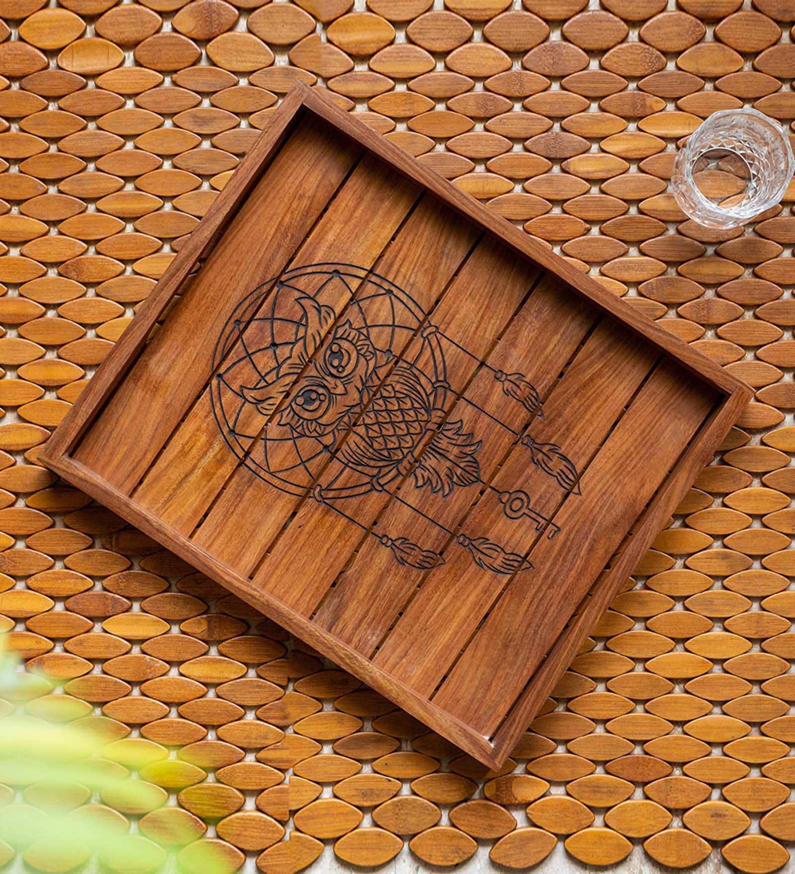 Buy Wise Owl Hand-Carved Serving Tray In Sheesham Wood at 43% OFF by ...