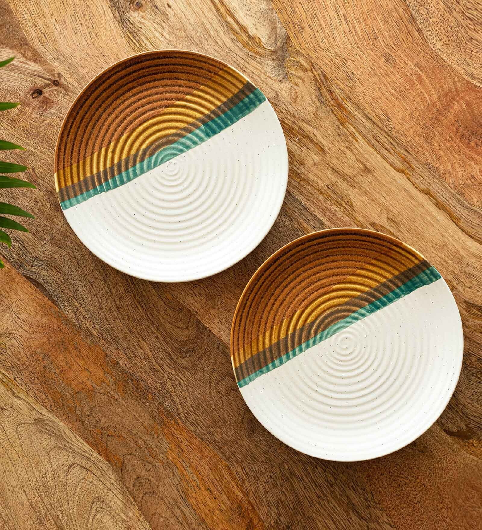 Buy Zen Garden Hand Glazed Ceramic (Set of 2) Dinner Plates at 36% OFF ...