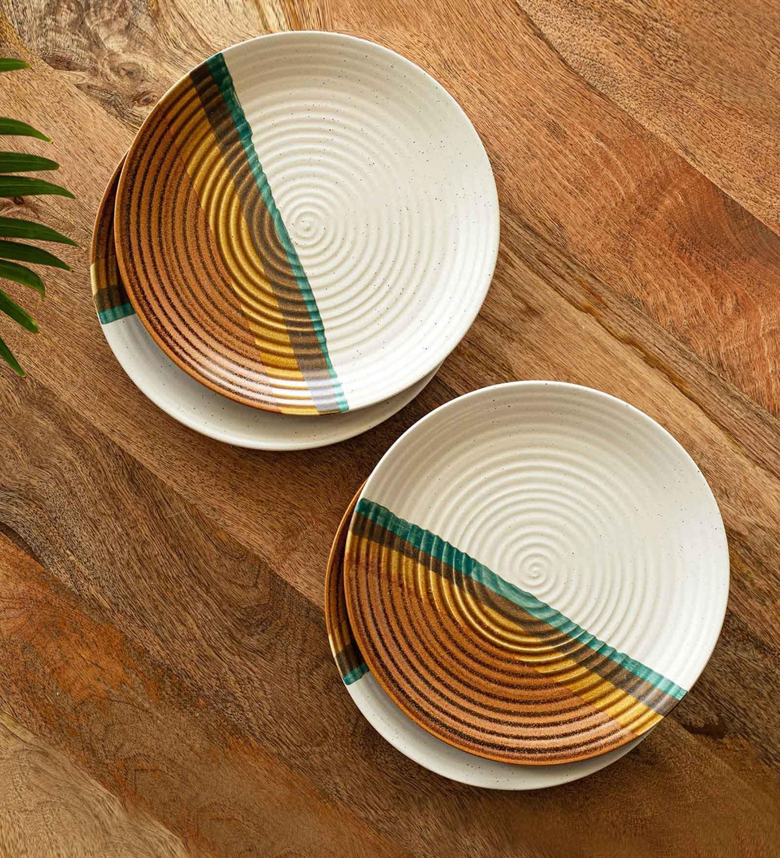 Buy Zen Garden Hand Glazed Ceramic (Set of 4 )Dinner Plates at 38% OFF ...