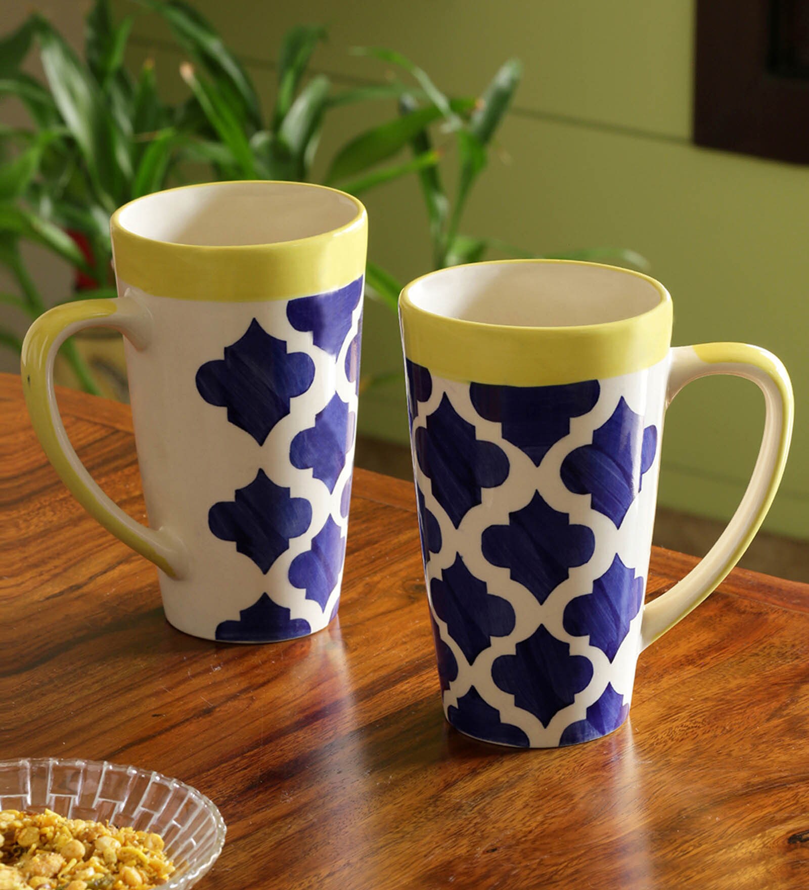Buy Ceramic Blue 480 ML Mugs- Set of 2 by ExclusiveLane Online ...