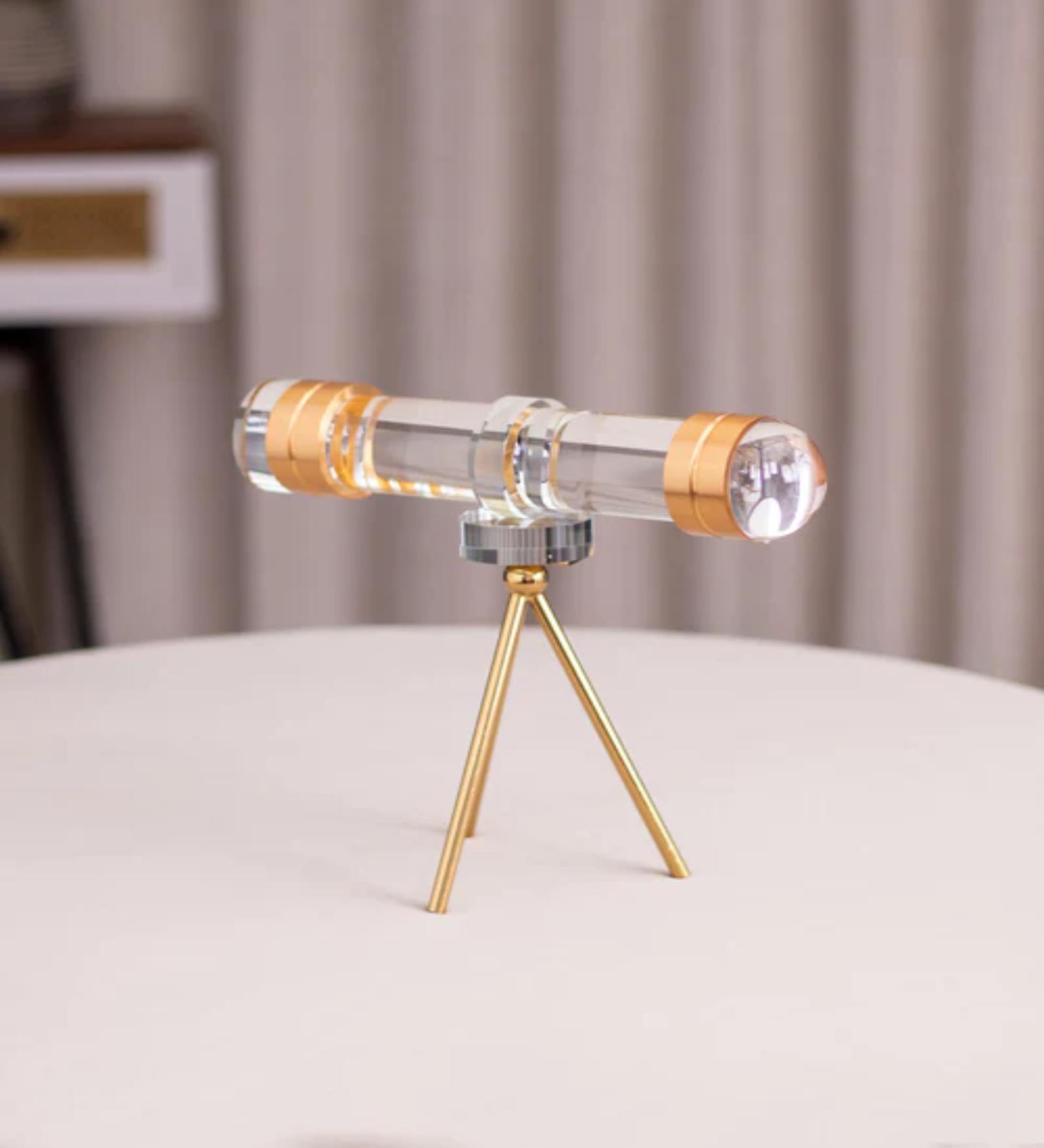 Buy Exquisite Crystal Telescope Transparent & Gold Glass Collectible at ...