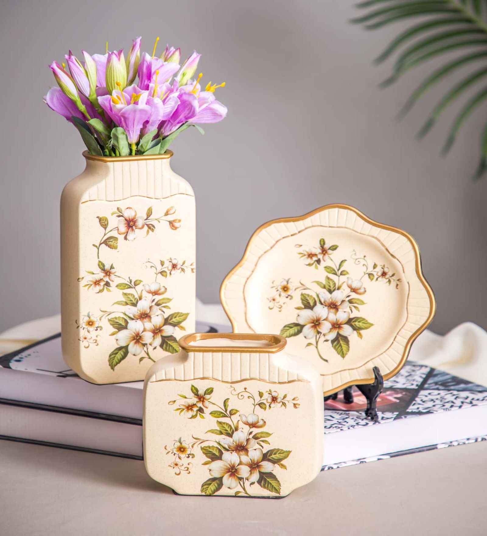 Buy Exquisite Multicolour Ceramic (Set of 3) Vases By The Decor Kart at ...