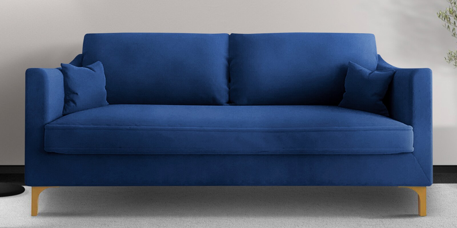 Buy Exuberant Velvet 3 Seater Sofa in Navy Blue Colour at 30% OFF by ...