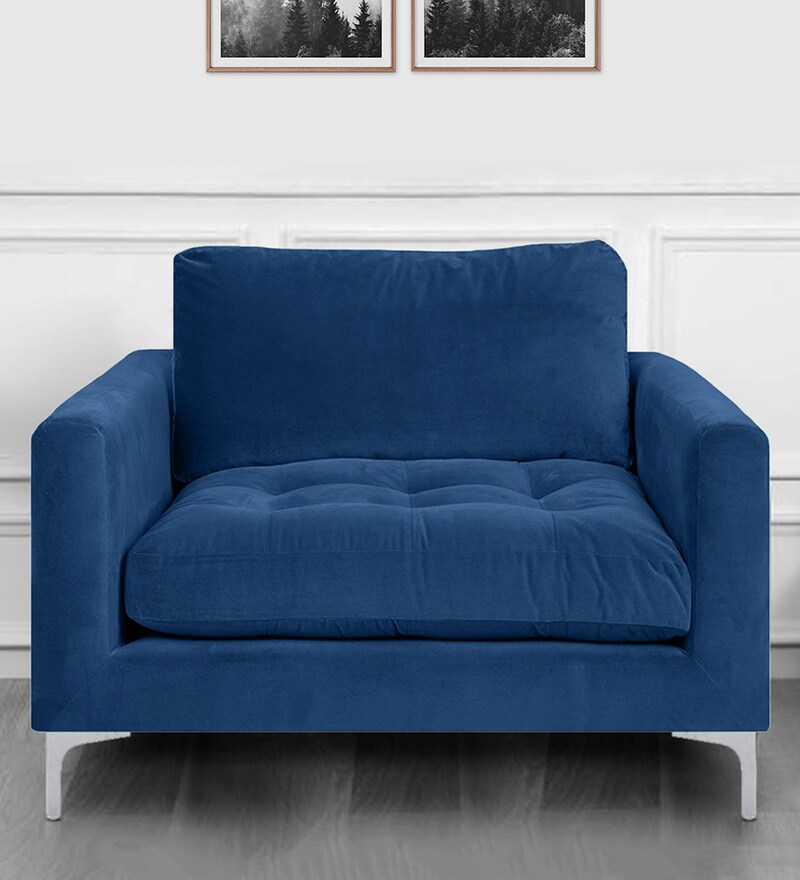 Buy Extraordinary Fabric Lounge Chair in Blue Colour by Dreamzz ...