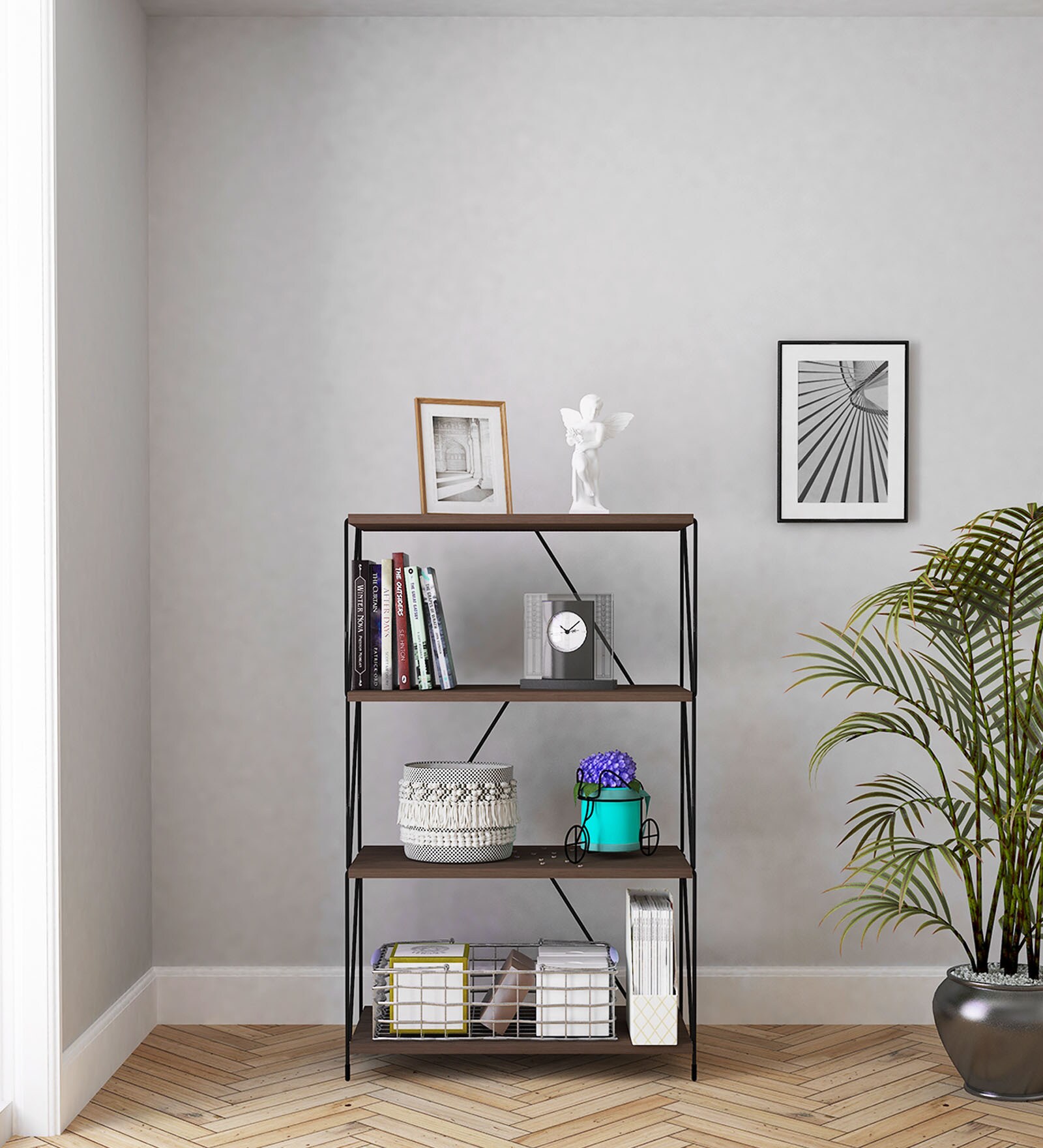 Buy Ezbo 600 Book Shelves in Walnut Finish with 3 Tier at 51% OFF by ...