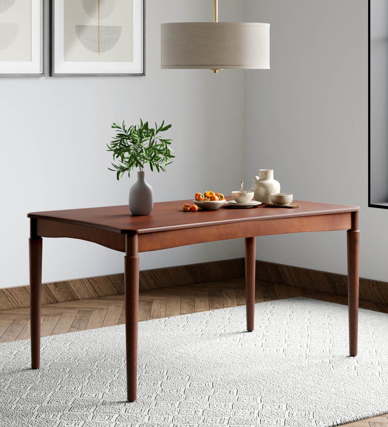 Buy Ezra Solid Wood 6 Seater Dining Table in Brown Colour at 15% OFF by Godrej Interio | Pepperfry