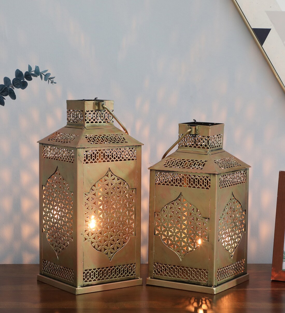 Buy F Cut Square Set Of 2 Multicolour Iron Candle Holders at 6% OFF by ...