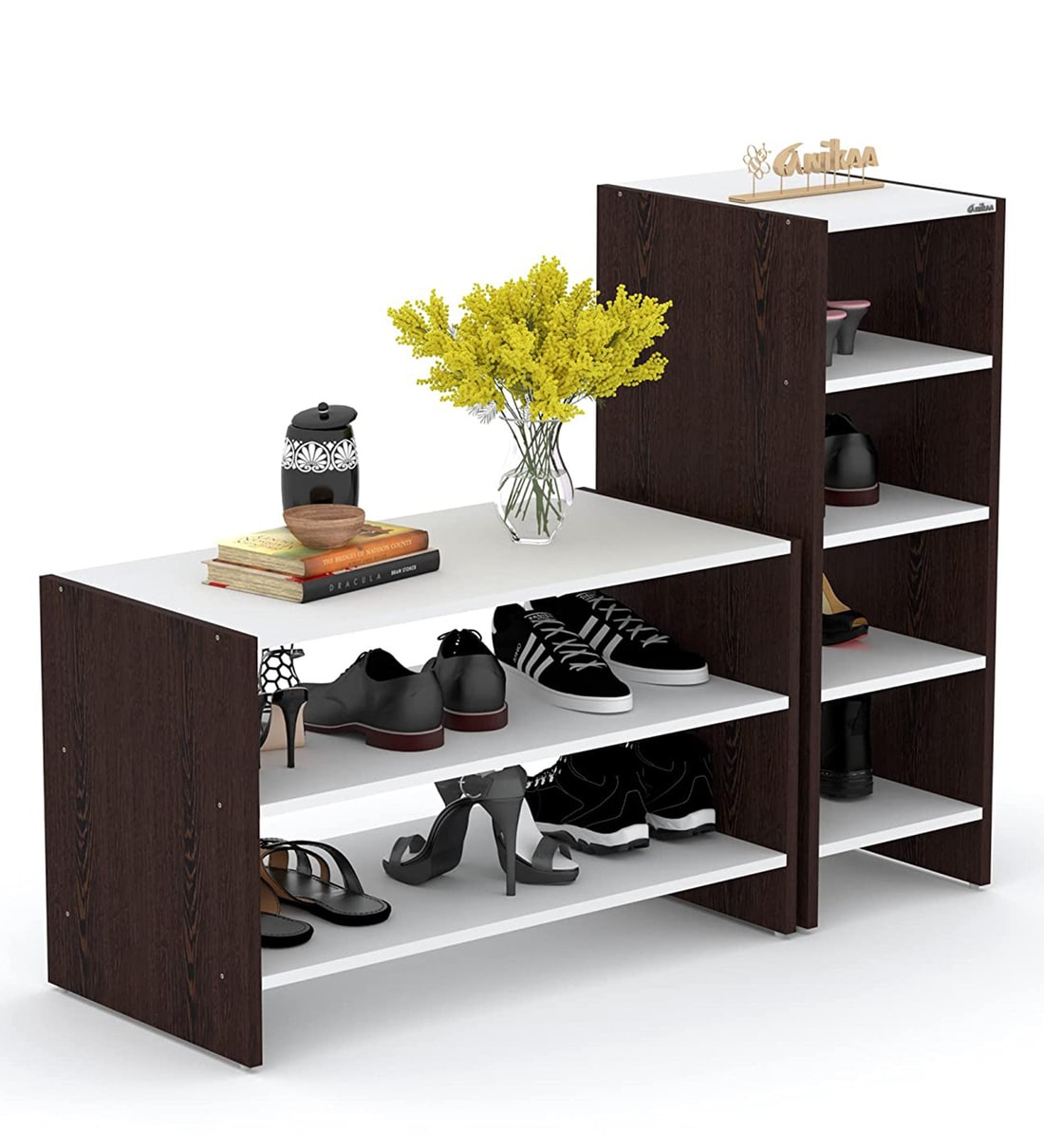 Buy Falter Open Shoe Rack in Wenge & White Finish Online - Open Shoe ...