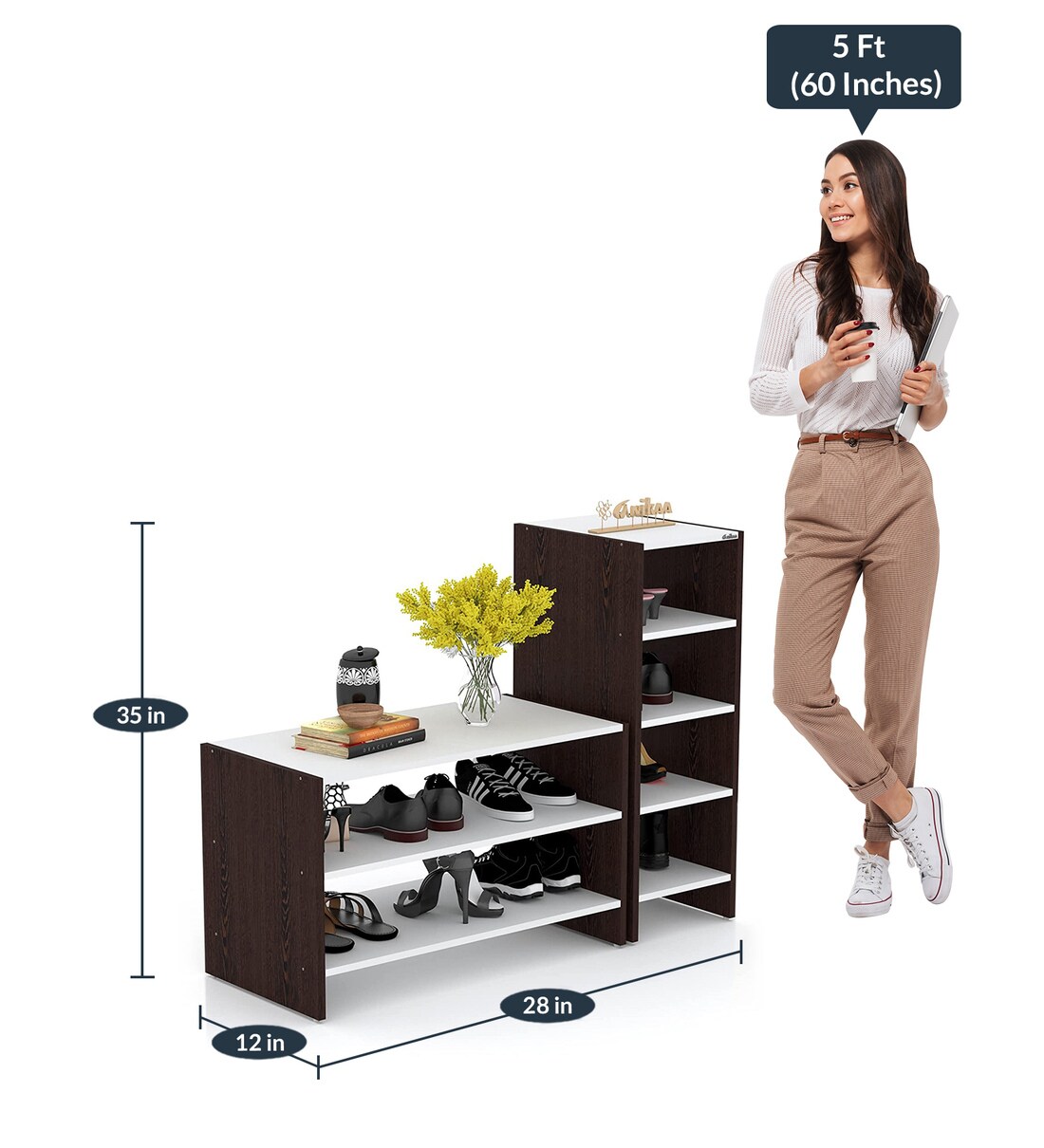 Buy Falter Open Shoe Rack in Wenge & White Finish Online - Open Shoe ...