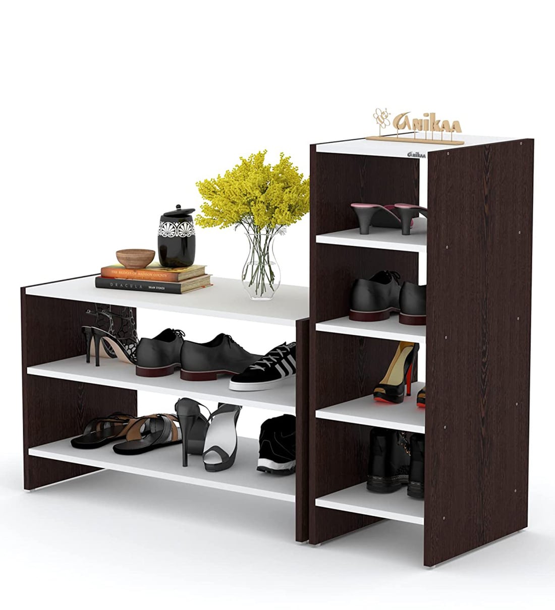 Buy Falter Open Shoe Rack in Wenge & White Finish Online - Open Shoe ...
