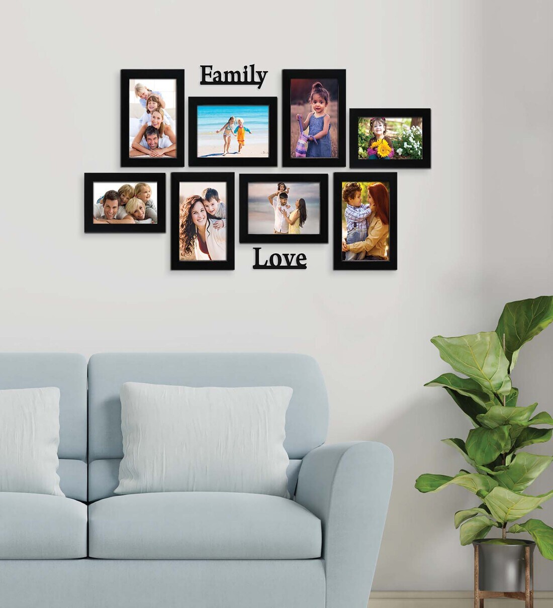 Buy Black Synthetic Wood Family & Love (Set Of 8) With Two Plaque ...