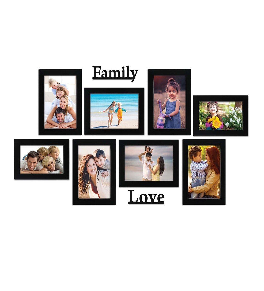 Buy Black Synthetic Wood Family & Love (Set Of 8) With Two Plaque ...