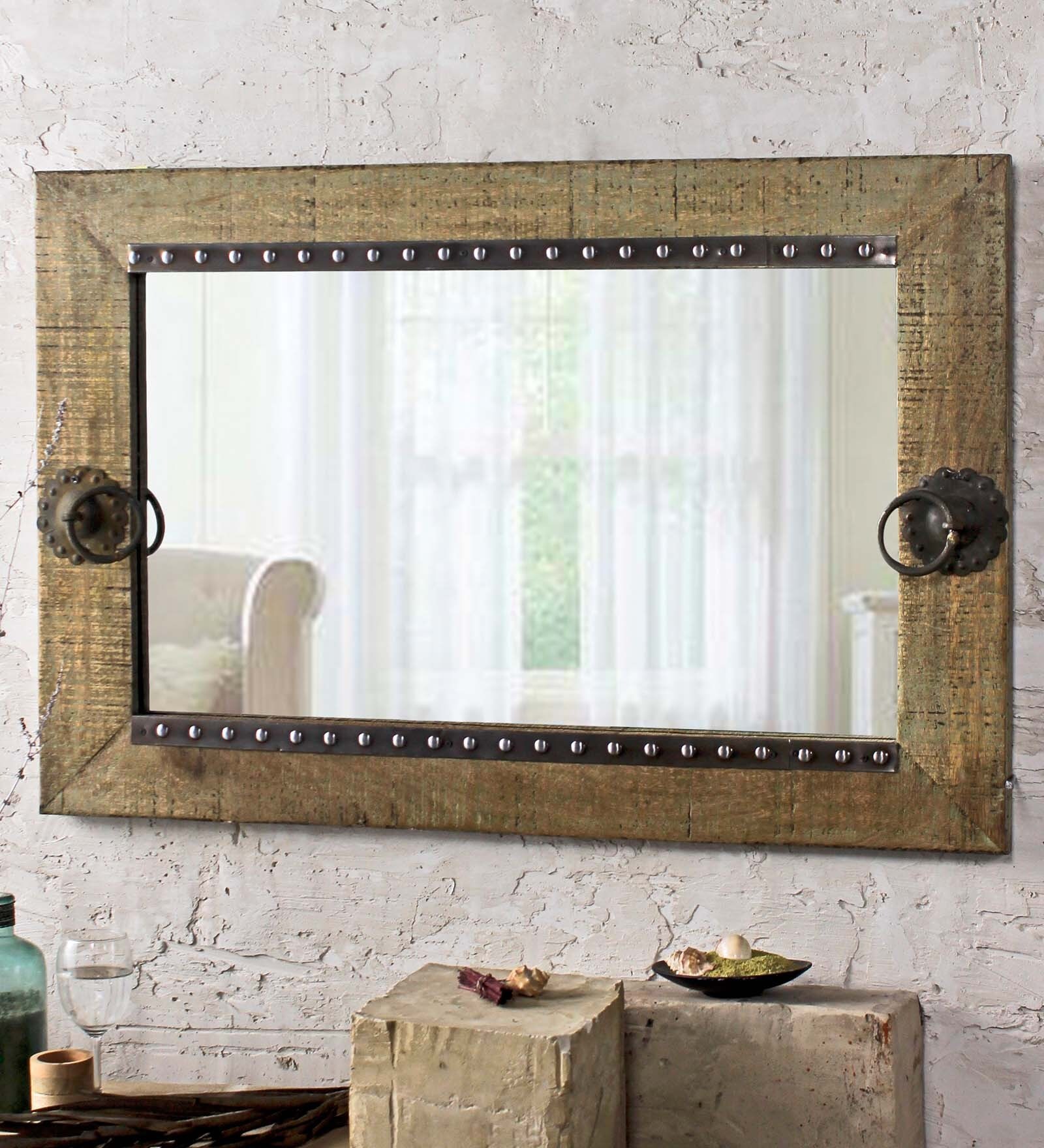 Buy Mango Wood Rectangle Wall Mirror in Green colour by Fabuliv at 27% ...