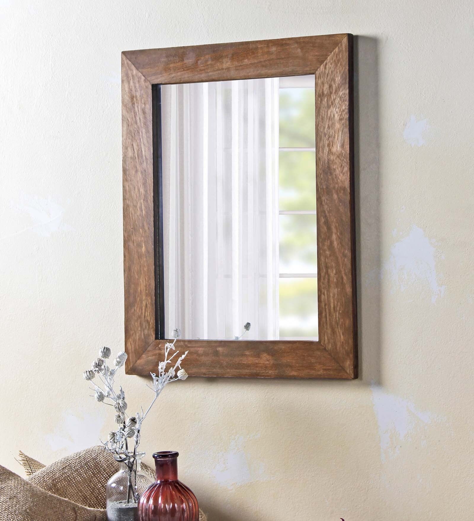Buy Mango Wood Rectangle Wall Mirror in Walnut colour by Fabuliv at 27% ...